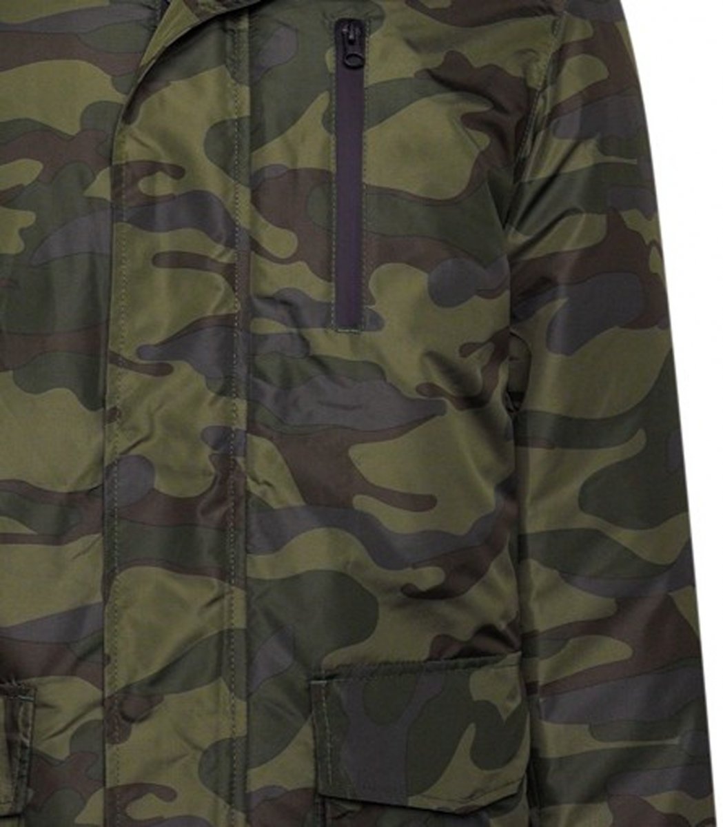 Kam Jeans KV143 Camo Print Hooded Coat Khaki - MotleyDenim.sk